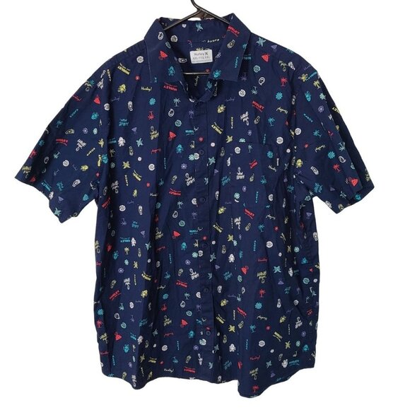 Hurley | Shirts | Hurley Mens Xxl Navy Blue All Over Print Short ...
